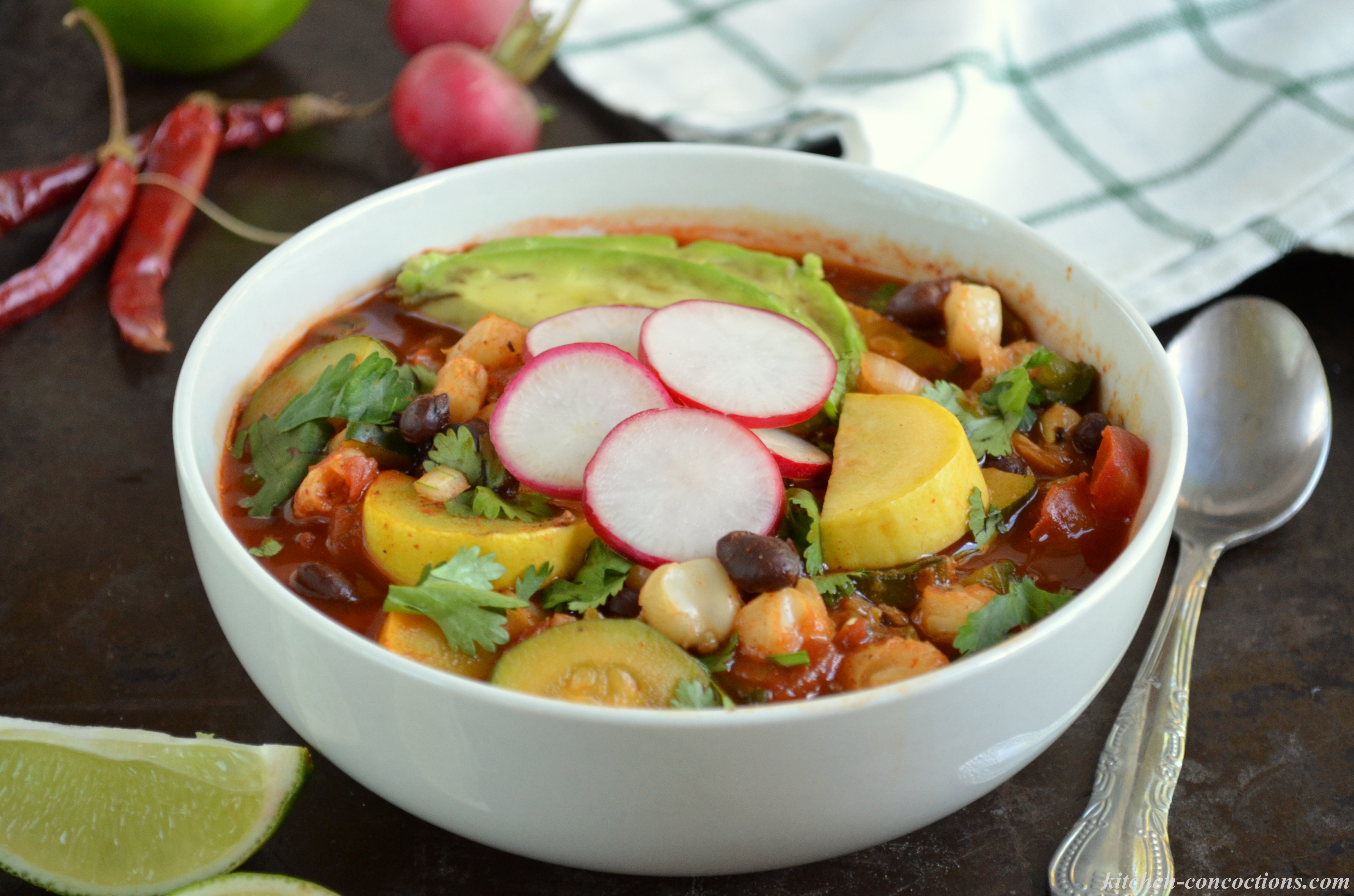 Vegetarian Red Pozole with Black Beans and Summer Squash {Plus How To ...