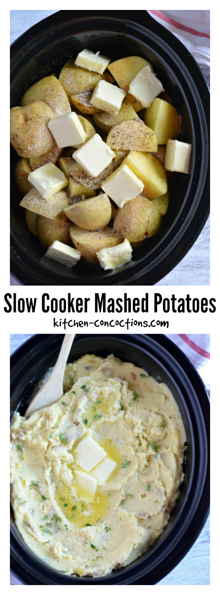 Buttery Slow Cooker Mashed Potatoes - Kitchen Concoctions