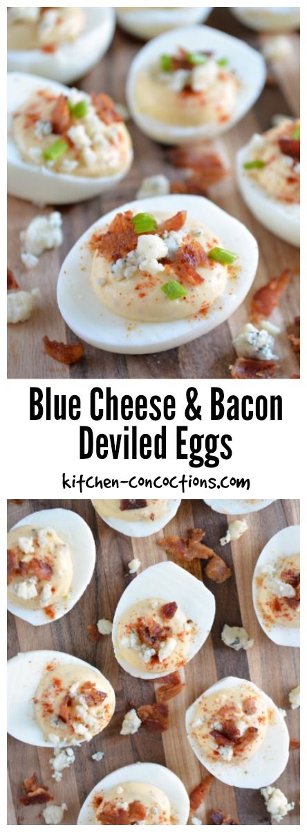 Blue Cheese and Bacon Deviled Eggs - Kitchen Concoctions