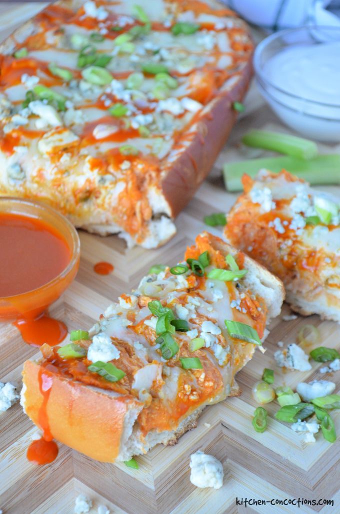 Buffalo Chicken Stuffed French Bread - Kitchen Concoctions